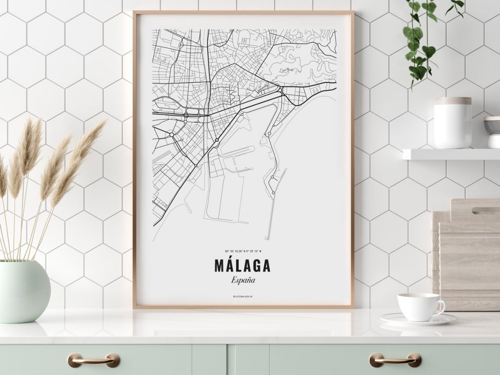 Malaga posters: Poster Malaga stad, je favoriete stad aan de muur
