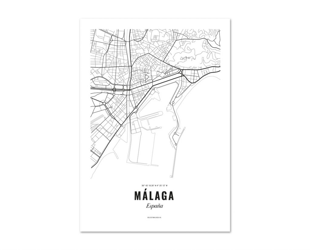 Malaga posters: Poster Malaga stad, je favoriete stad aan de muur